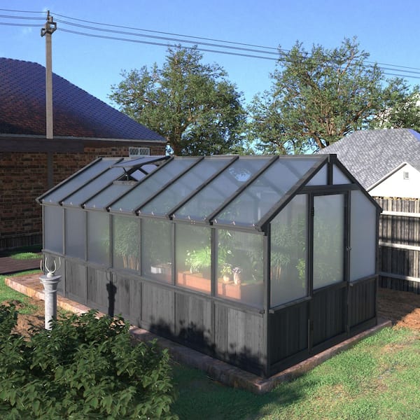 Reviews for VEIKOUS 8 ft. W x 14 ft. D Cedar Wood Black Greenhouse for ...