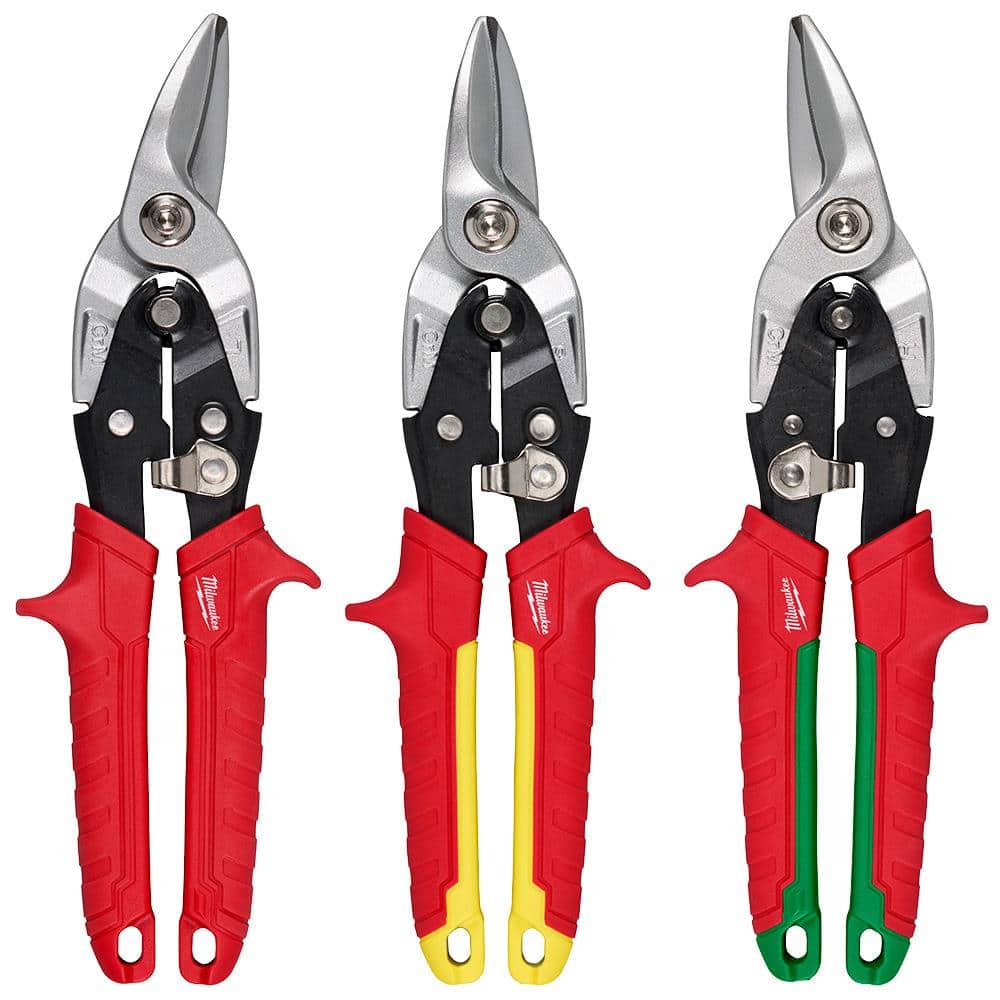 Milwaukee Left, Right, and Straight Aviation Snips Set (3-Pack) 48-22 ...