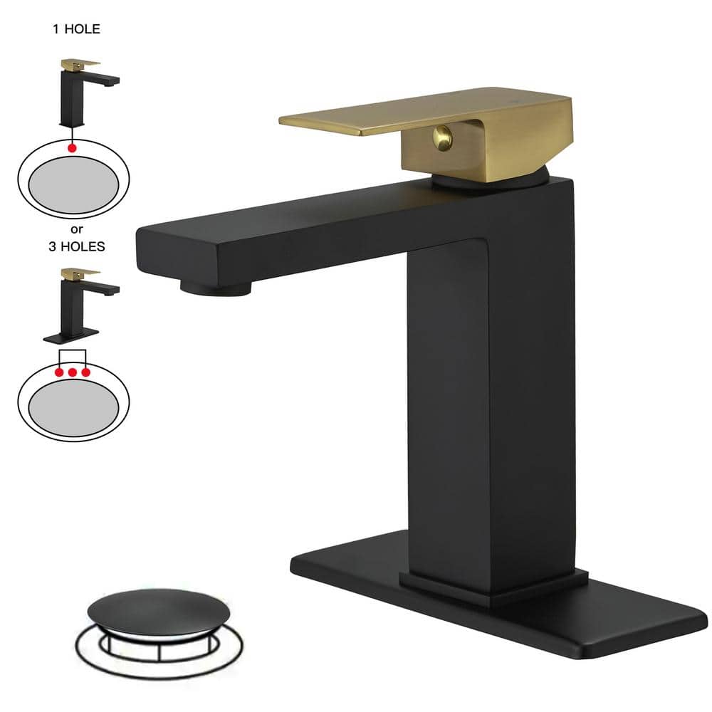 BWE Single Hole Single-Handle Bathroom Faucet With Supply Hose With Pop ...