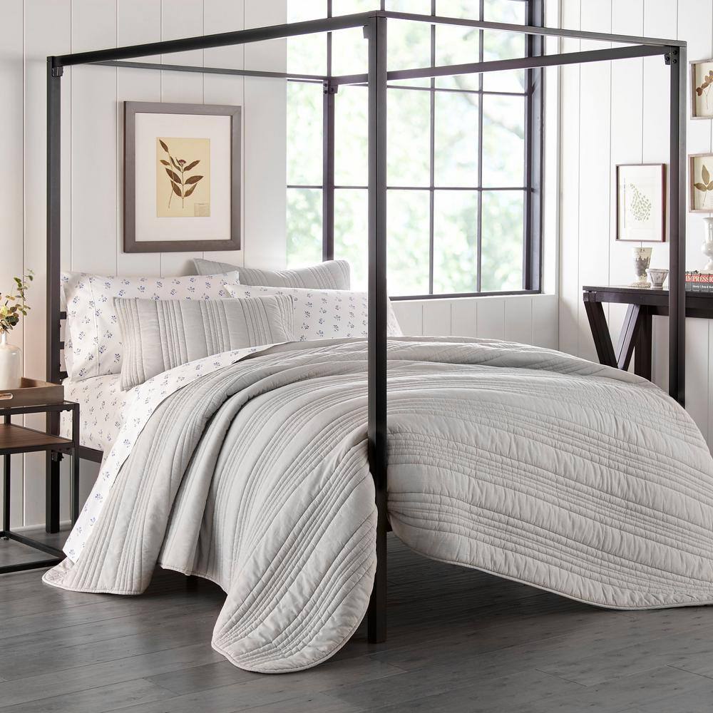 Stone Cottage Whitehill's 3-Piece Gray Solid Cotton King Quilt Set ...