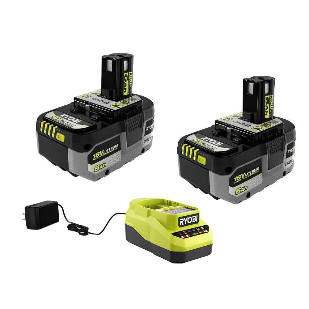 RYOBI ONE+ 18V Lithium-Ion Charger with 6.0 Ah HIGH PERFORMANCE Battery ...