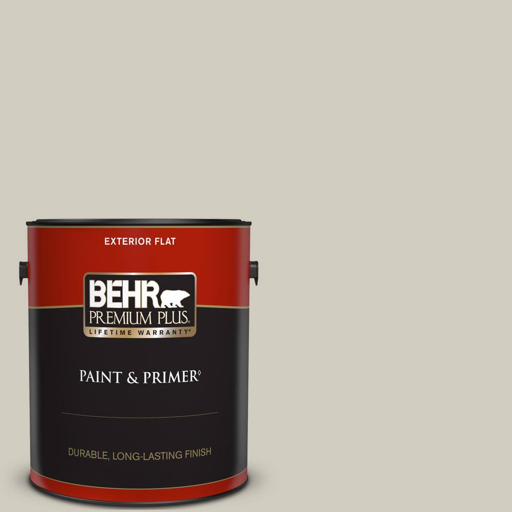 BEHR PREMIUM PLUS 1 gal. #N320-2 Toasty Gray Flat Exterior Paint ...