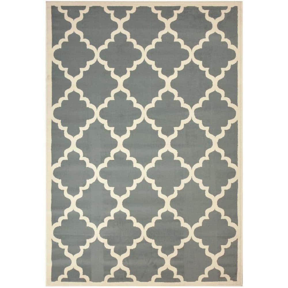 RugStylesOnline Modern Gray 4 ft. 9 in. x 6 ft. 10 in. Trellis Area Rug ...