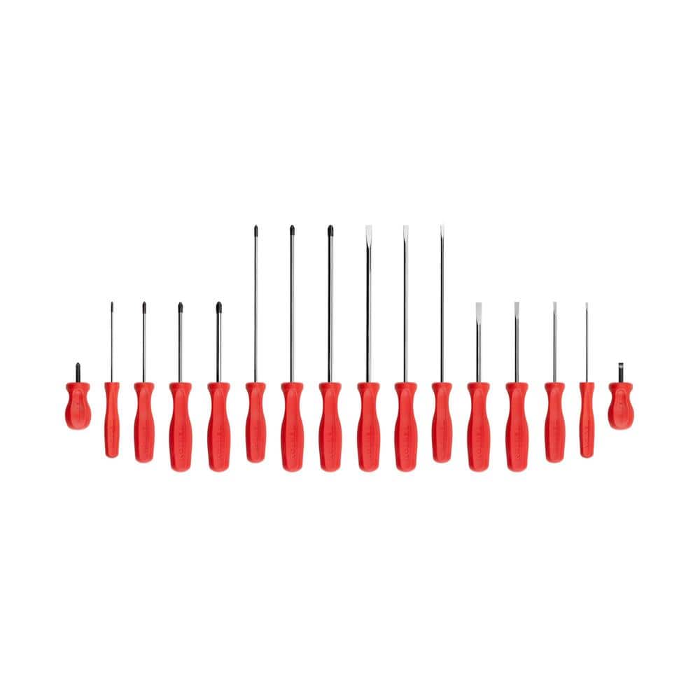 TEKTON Hard Handle Screwdriver Set, 16-Piece (#0-#3,1/8-5/16 in ...