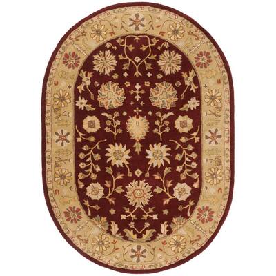 SAFAVIEH Heritage Red/Gold 6 ft. x 9 ft. Antique Floral Border Area Rug ...