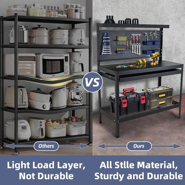 Siavonce 22 in. W x 48 in. D 1-Drawer Tools Cabinet Work Table ...