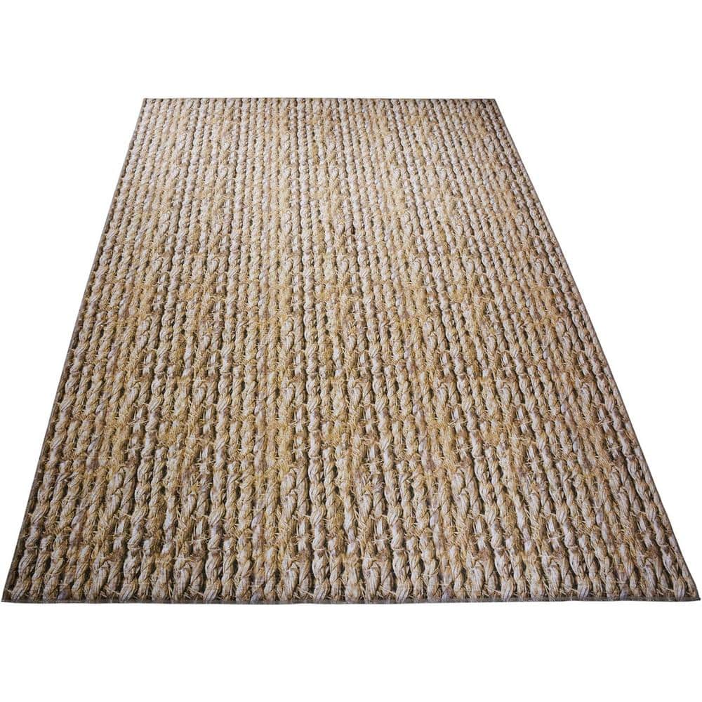 RugStylesOnline Straw Beige Taupe 5 ft. x 7 ft. Area Rug PPT162-5X7 ...