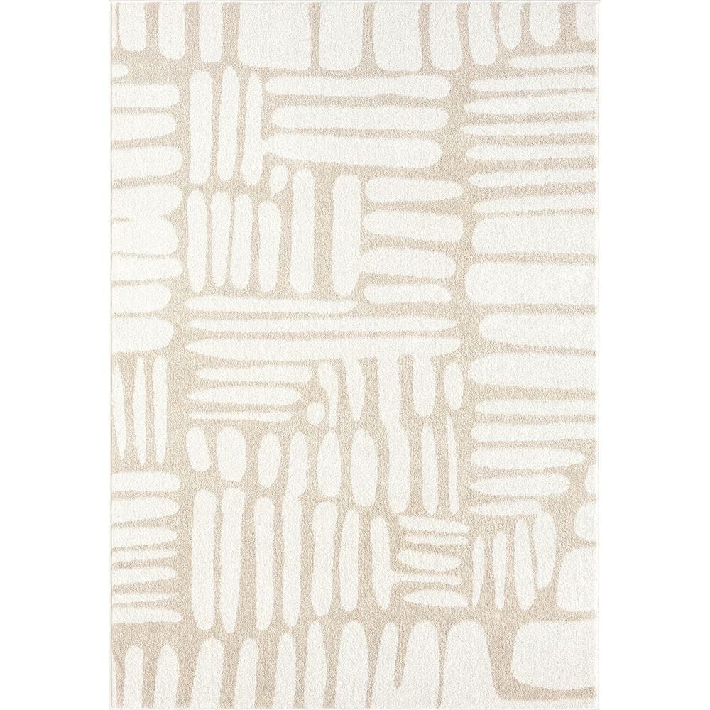 Abani Nuevo Beige 7 ft. 9 in. x 10 ft. 2 in. Swirls Polypropylene Area Rug NUE200A-8 - The Home ...