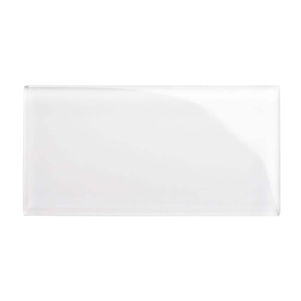 Giorbello Alabaster 3 in. x 6 in. x 8mm Glass Subway Tile Sample G5941 ...