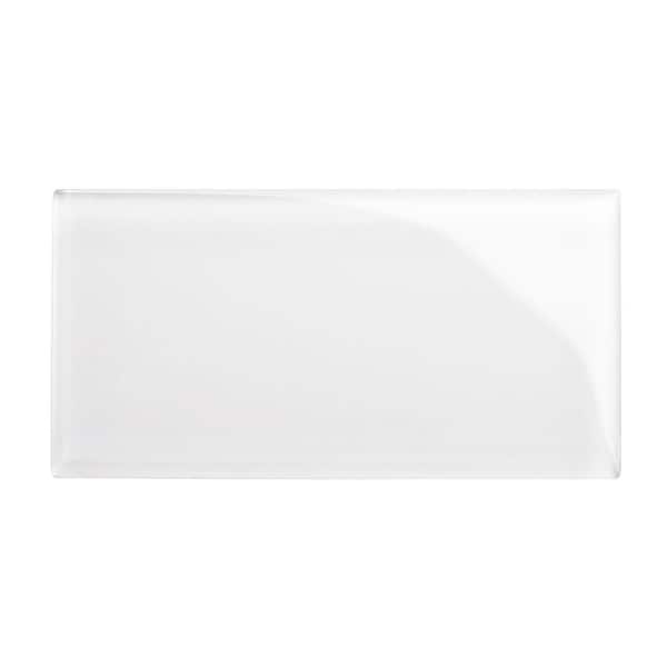 Giorbello Alabaster 3 in. x 6 in. x 8mm Glass Subway Tile Sample G5941 ...
