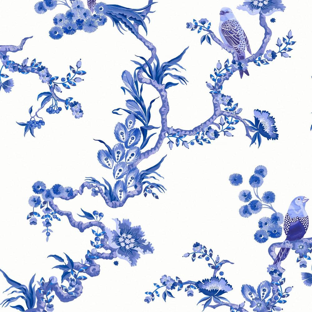 CATH KIDSTON Birds and Berries Blue Wallpaper 131425 - The Home Depot