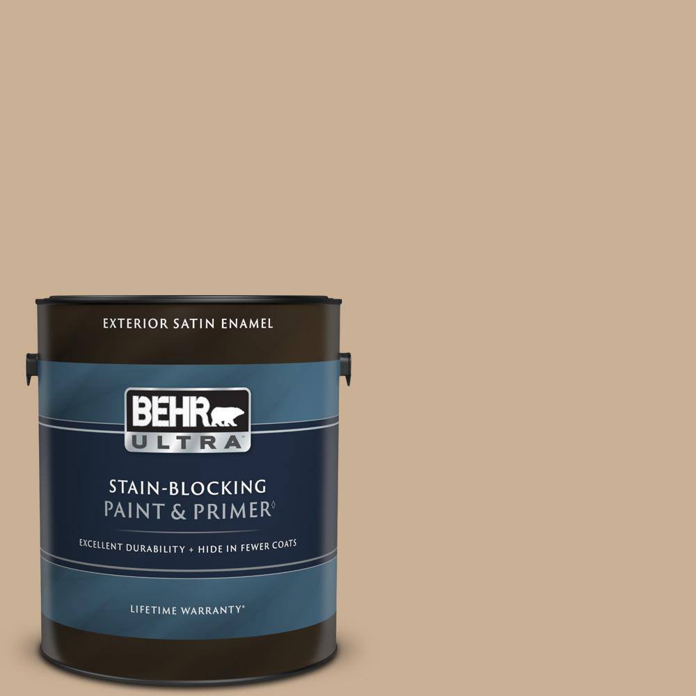 BEHR ULTRA 1 gal. #N260-3 Polo Tan Satin Enamel Exterior Paint & Primer ...