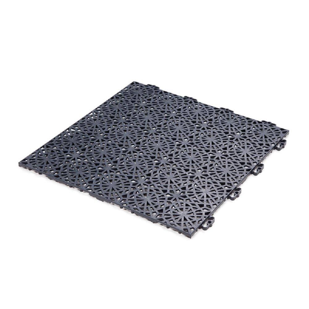 Bergo XL Tiles 1.24 ft. x 1.24 ft. PVC Deck Tile Graphite, 35-Tiles per ...