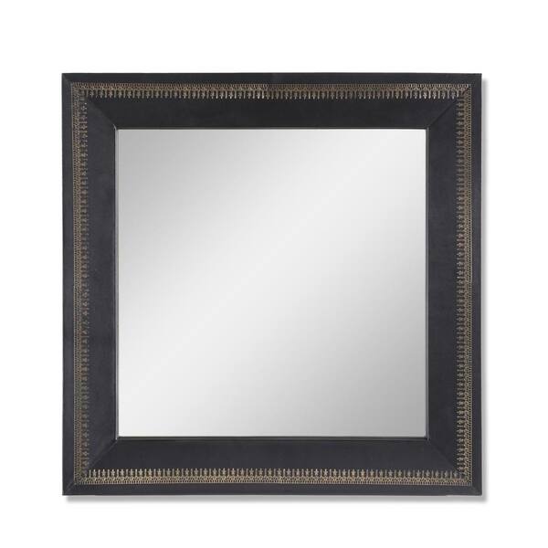 Black and Gold 23 in W x 23 in. H Mid Century Square MDF Framed Mirror ...