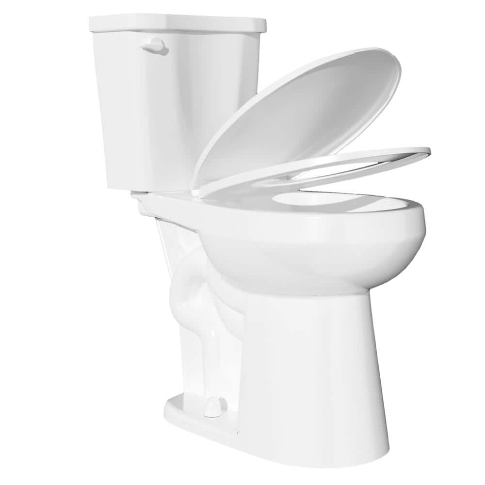 Vomlor 19 in.Tall 2-Piece Toilet 1.28 GPF Single Flush Round Toilet in ...