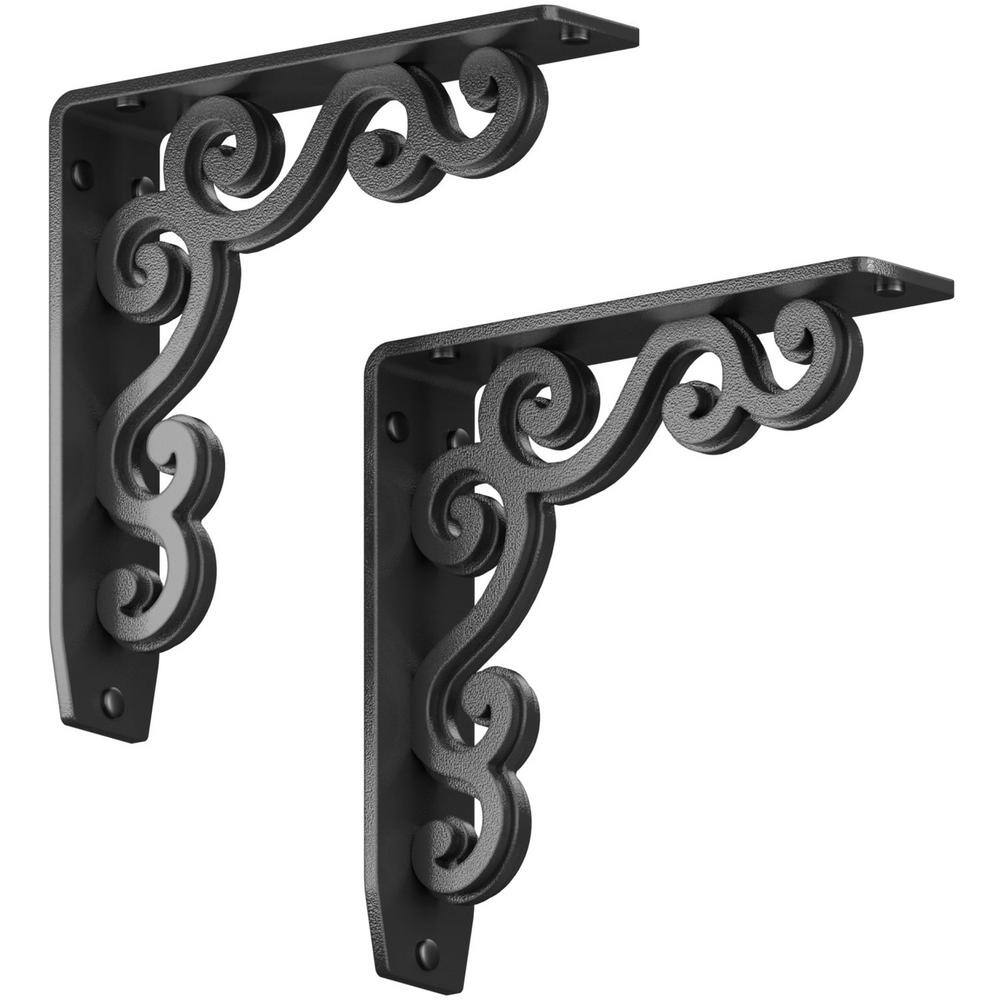 Starby Charleston 8 in. L Black Steel Heavy Duty Shelf Bracket (2-Pack ...