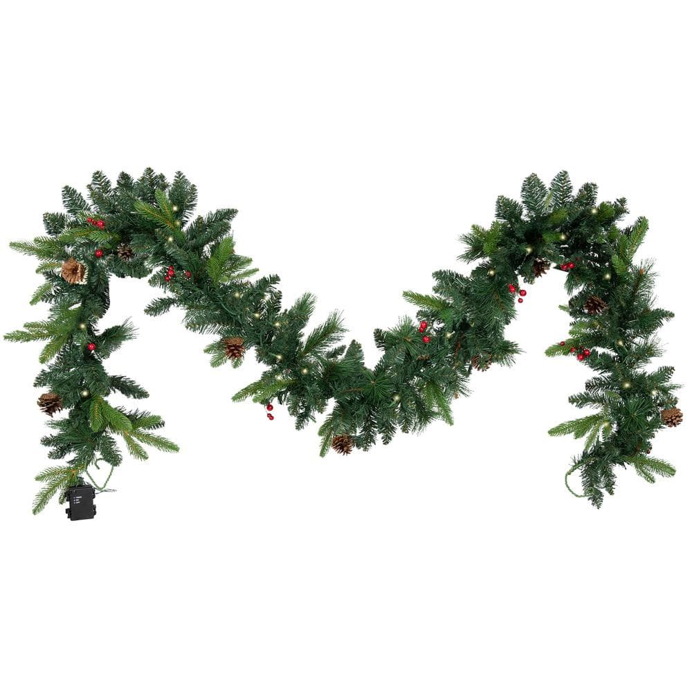 Sunnydaze Holiday Glimmer 9 ft. Pre-Lit PVC Garland-Traditional LSR ...