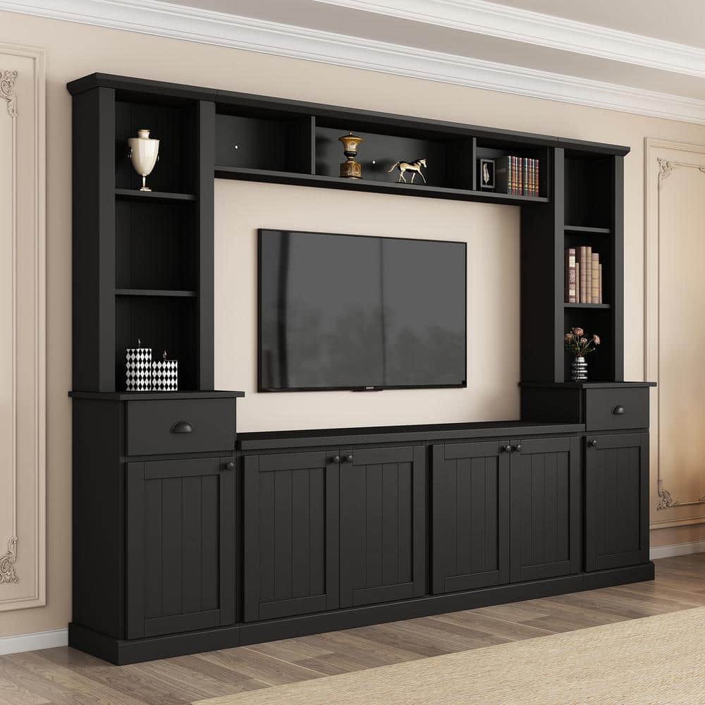 Harper & Bright Designs Black Minimalist Entertainment Center Fits TV's ...
