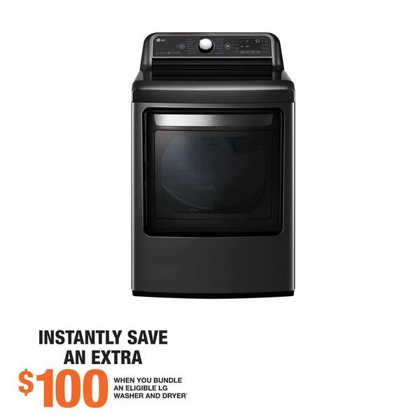 LG 7.3 Cu. Ft. Vented SMART Electric Dryer in Black Steel with EasyLoad ...