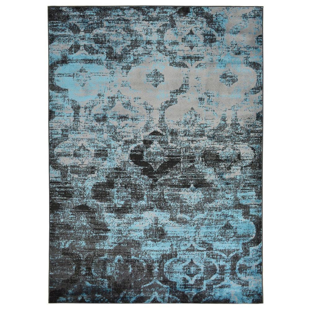 RugStylesOnline Studio Trellis Lattice Blue 5 ft. x 7 ft. Classic ...