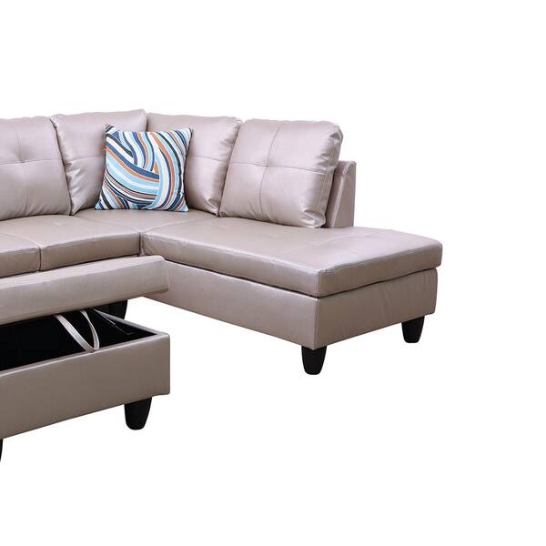 Star Home Living StarHomeLiving 25 in. W 3 piece Leather L Shaped Sectional Sofa in Pink SE 9728B 3PC