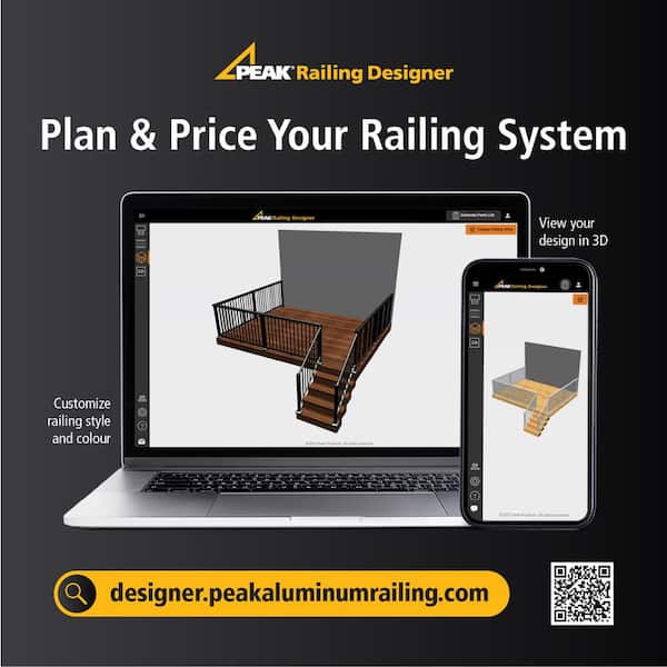 PEAK Aluminum Railing 40 in. H x 4-11/16 in. W Matte Black Aluminum ...