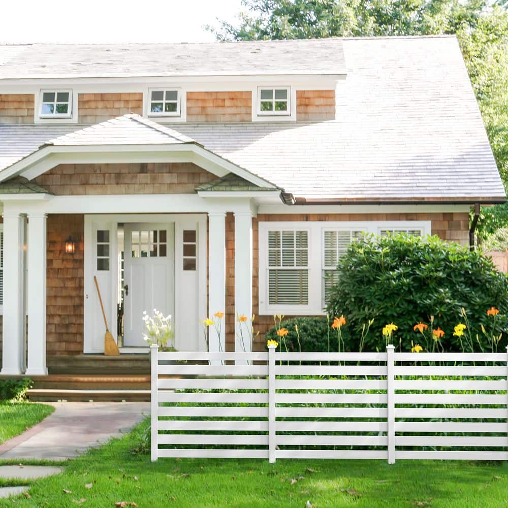 LUE BONA Ares 38 in. x 46 in. White Garden Fence W/Post And No-Dig ...