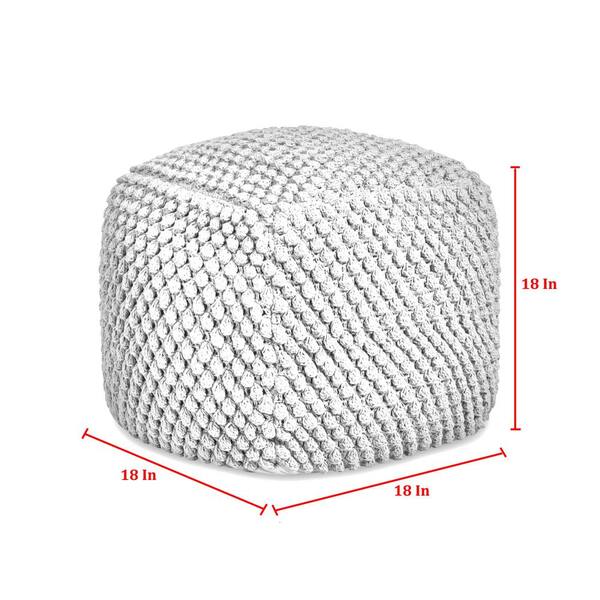 Loft Lyfe Adin Light Grey Cotton Yarn Pouf LPF415-21LG-HD - The Home Depot