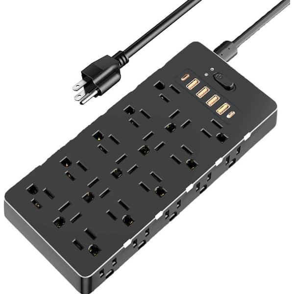 Lukyamzn 9-Outlet Power Strip Tower Surge Protector with 6.5 ft. Flat ...
