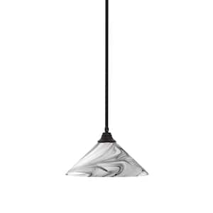 Sparta 100-Watt 1-Light Espresso Stem Pendant Light with Blue Italian ...