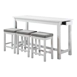 Harper & Bright Designs 4-Piece Natural Dining Bar Table Set with ...