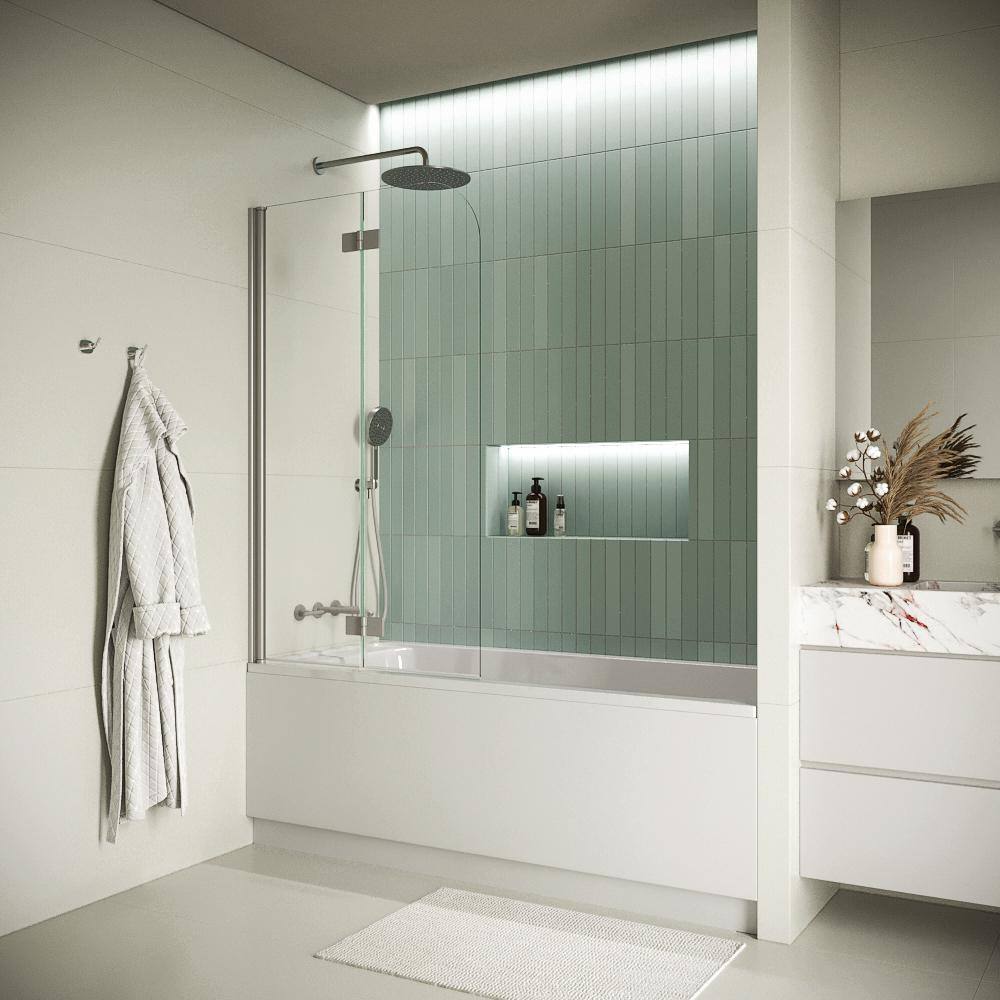 Streamline Giona 34 in. W x 58 in. H Pivot Bathtub Door CrystalTech ...