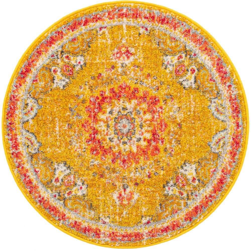 Unique Loom Penrose Alexis Gold 3' 3 x 3' 3 Area Rug 3185356 - The Home ...