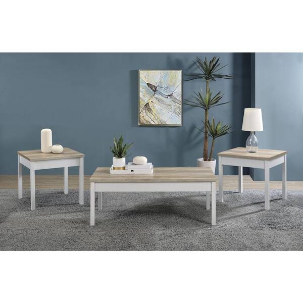 Coaster Stacie 3-Piece 47.25 in. Antique Pine and White Rectangle Wood ...