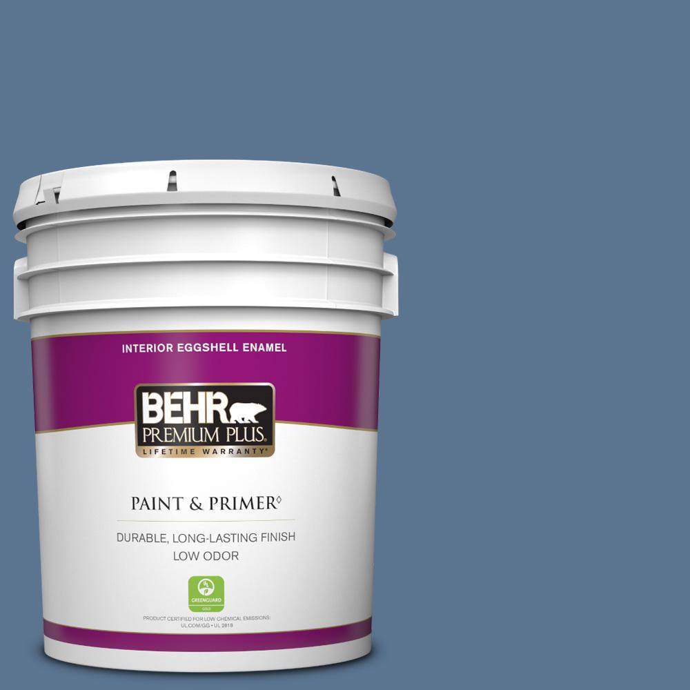 BEHR PREMIUM PLUS 5 gal. #PPU14-18 Laguna Blue Eggshell Enamel Low Odor ...