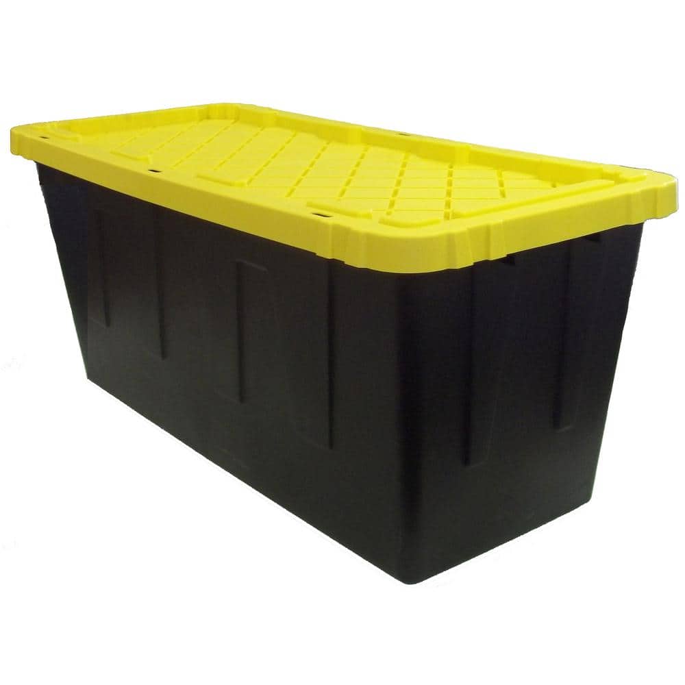 HDX 55 Gal. Tough Storage Tote in Black with Yellow Lid SW103 - The ...
