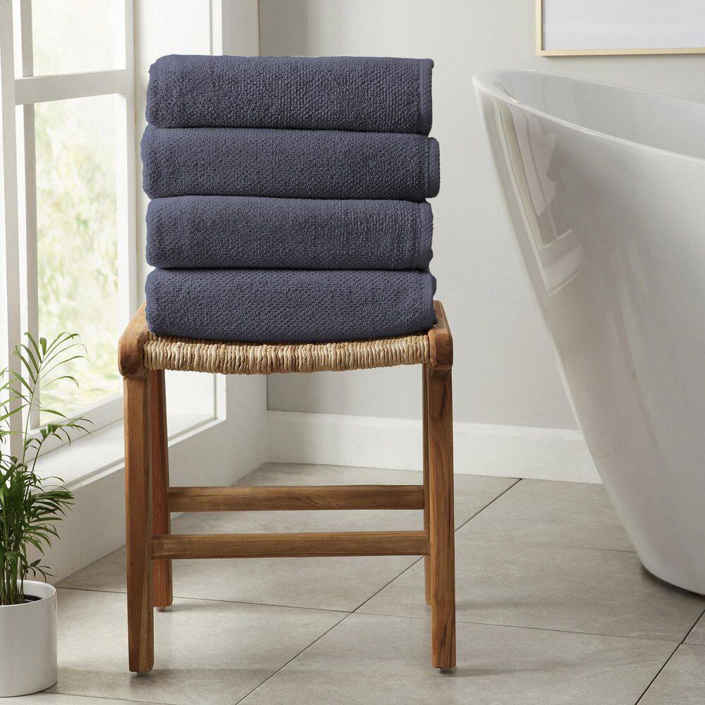 FRESHFOLDS Stone Blue 4-Pack Cotton Quick-Dry Bath Towel Set EC100889 ...