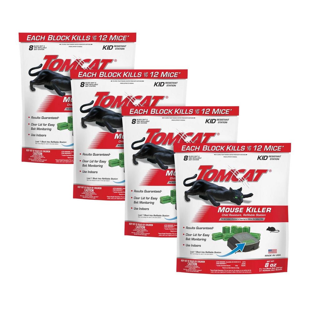 TOMCAT Mouse Killer Child Resistant, Refillable Station Offering, 4 ...