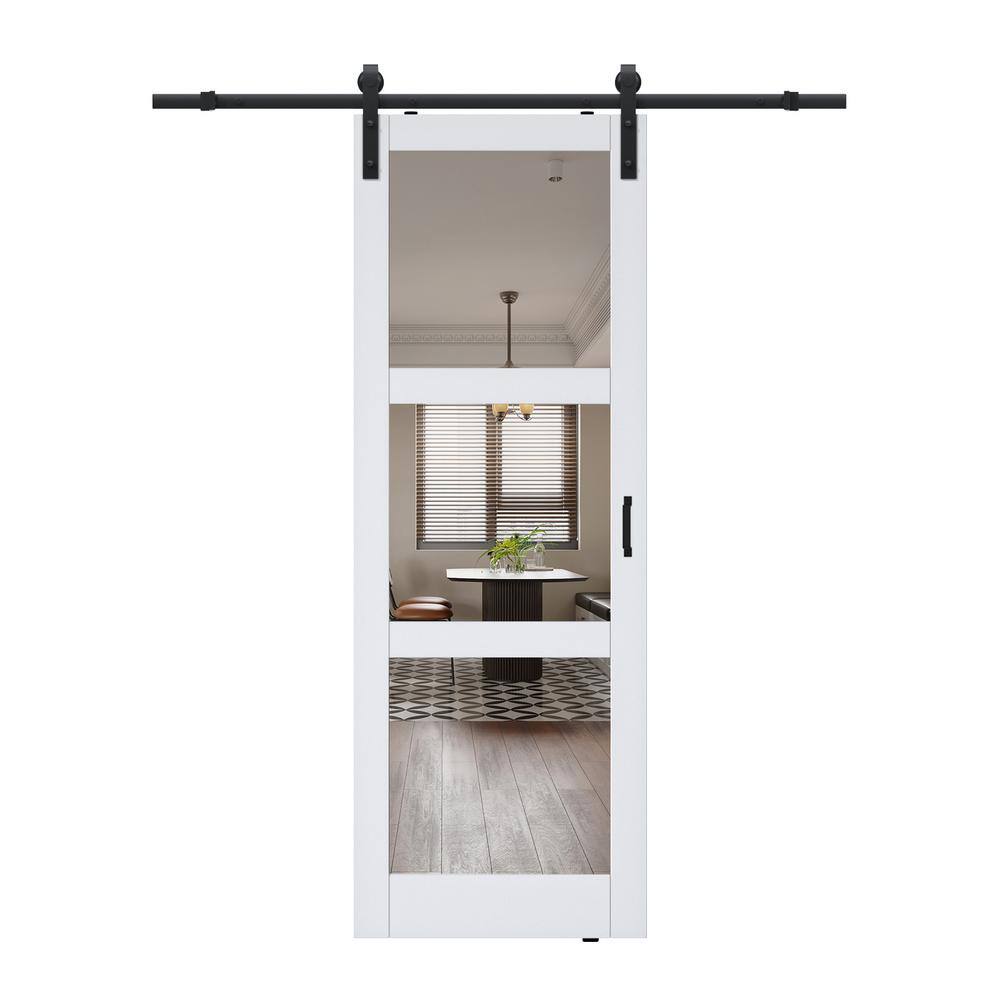 Reviews for ARK DESIGN 30 in. x 84 in. 3-Lite Mirrored Glass White ...