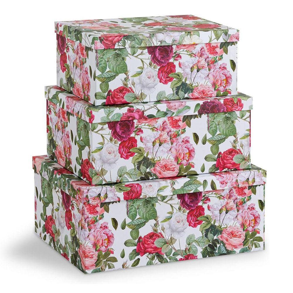 Multi-Colored 16.5 in. x 11.5 in. Cardboard Decorative Boxes with Lids ...