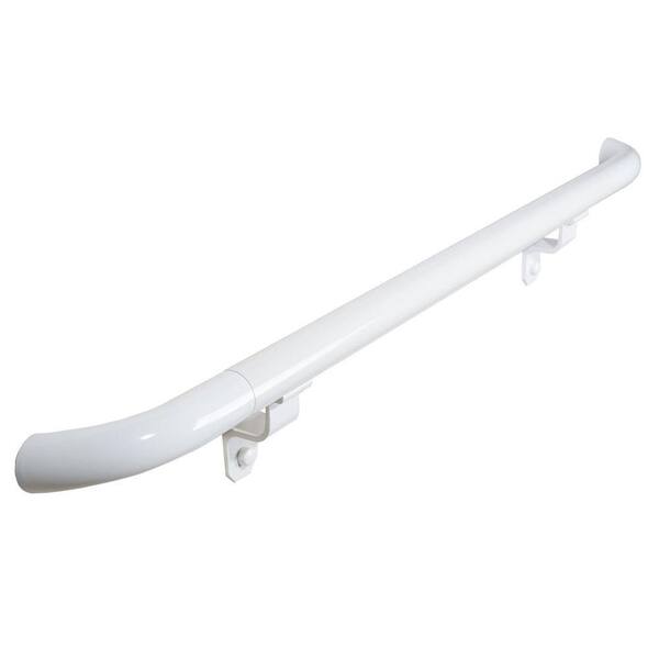 EZ Handrail 8 ft. x 1.9 in. White Aluminum Round ADA Handrail EZA100-8W ...