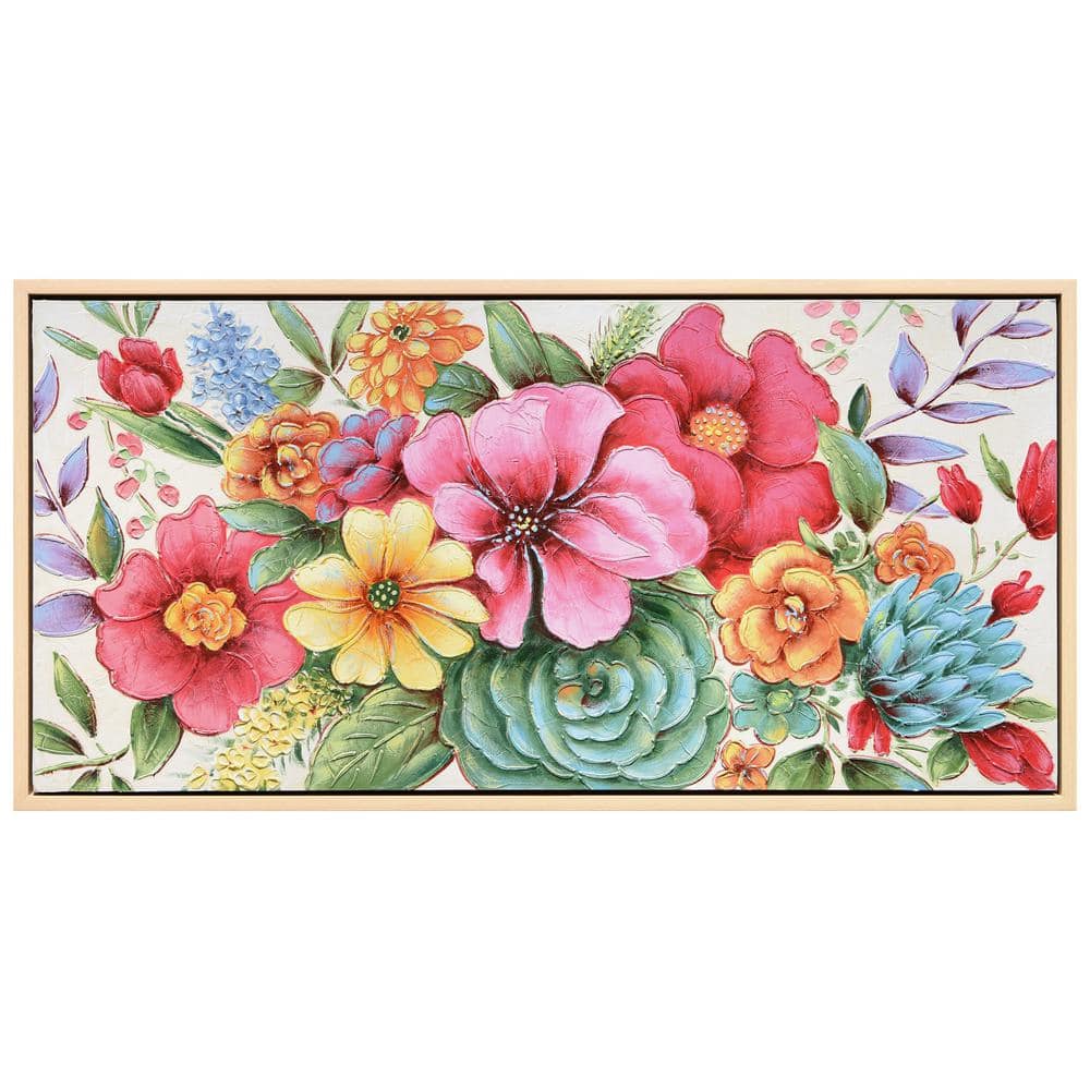 Empire Art Direct Floral Symphony Heavily Textured Hand Painted Framed ...