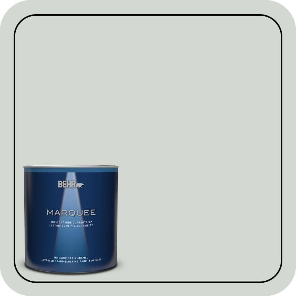 BEHR MARQUEE 1 qt. #N410-2 Brook Green Satin Enamel Interior Paint ...