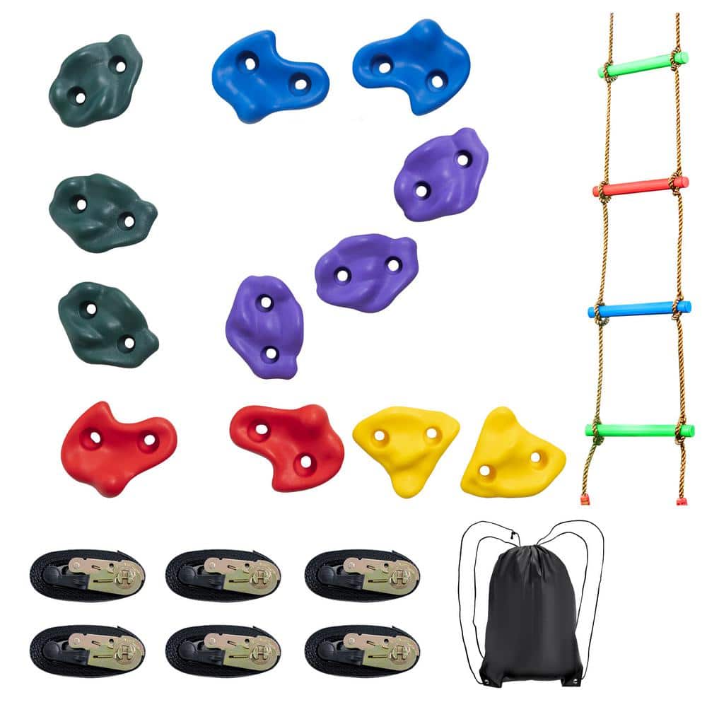 VEVOR Ninja Tree Climbing Kit,12 Tree Climbing Holds, 6 Ratchet Straps ...