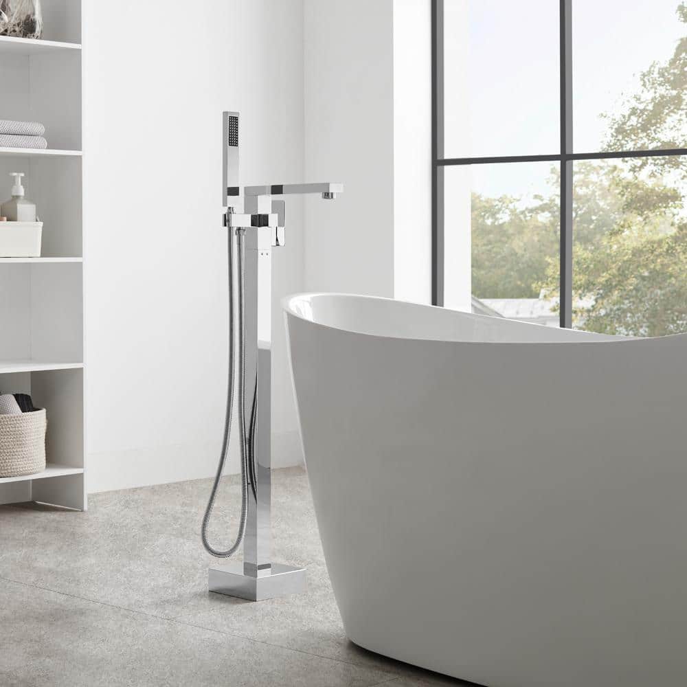 Runfine 1-Handle Freestanding Tub Faucet Bathtub Filler with Hand ...