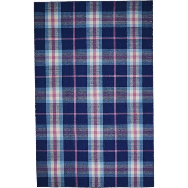 HomeRoots 5 ft. x 8 ft. Blue and Pink Abstract Area Rug 2000512394 ...