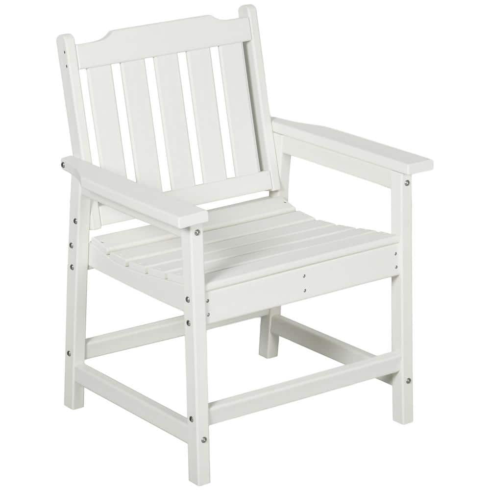 Outsunny Casual Plastic Outdoor Dining Chair in White 84G-129V00WT ...
