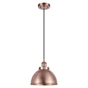 HUOKU Barn 1-Light Antique Copper Cone Mini Pendant Light with Bell ...