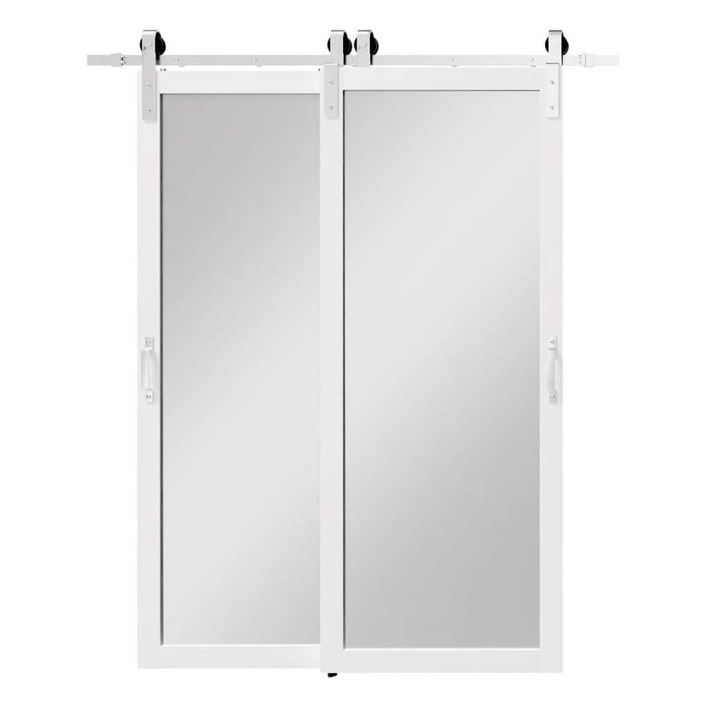 TENONER 64in x 84in, Mirrored Glass, White, MDF Pre-Assembled Panel ...