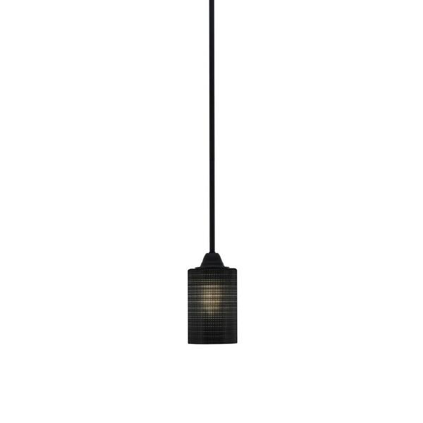 Madison 100-Watt 1-Light Matte Black Shaded Pendant Light with 4 in ...